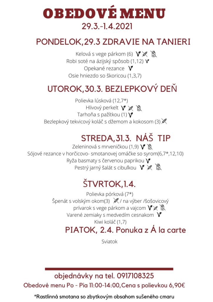 Obedové menu - LightHouse Club