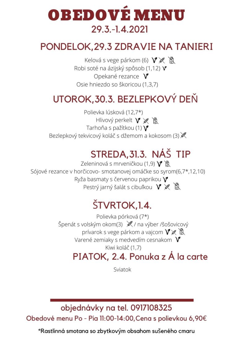 Obedové menu - LightHouse Club
