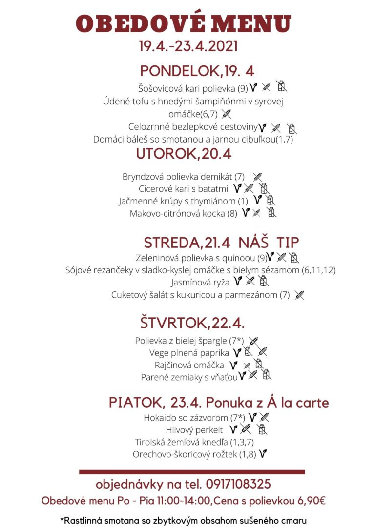 Obedové menu - LightHouse Club